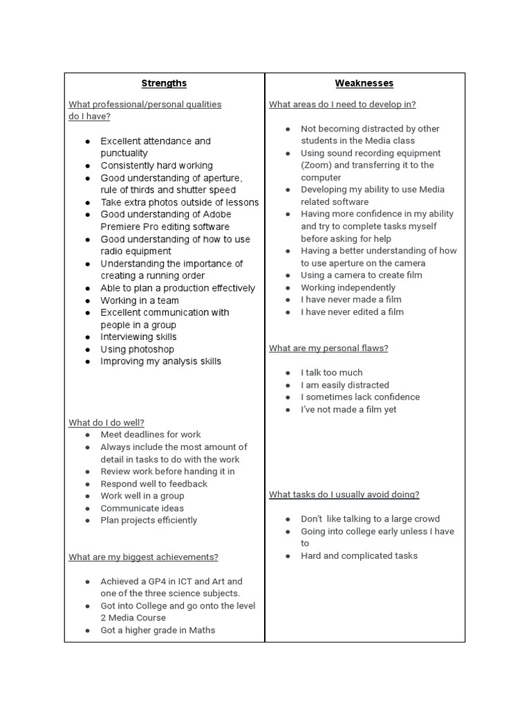 Swot Analysis - Film | PDF | Camera | Understanding