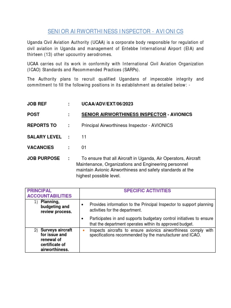 Senior Airworthiness Inspector Avionics | PDF | Aviation