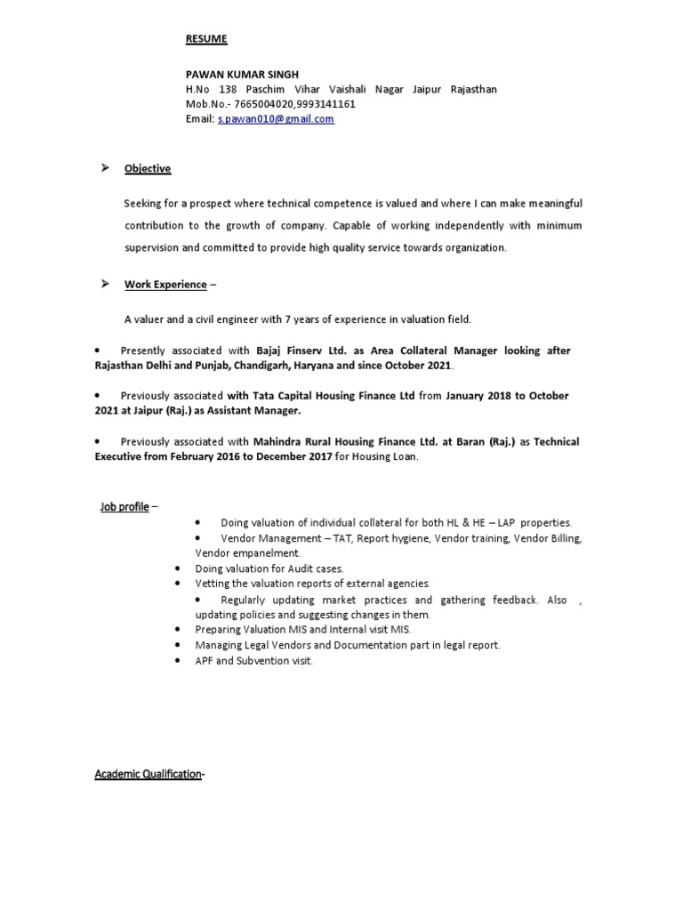 Resume Pawan Bajaj Pdf Pdf