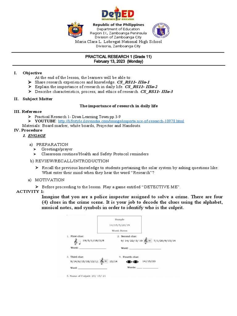 PR1 - LESSON PLAN - Week 1.0 - Feb 13, 2023 | PDF | Knowledge | Experience