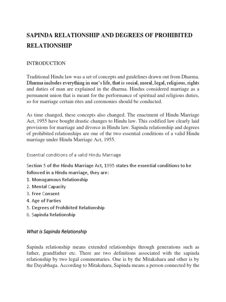 Sapinda Relationship and Degrees of Prohibited Relationship | Download ...