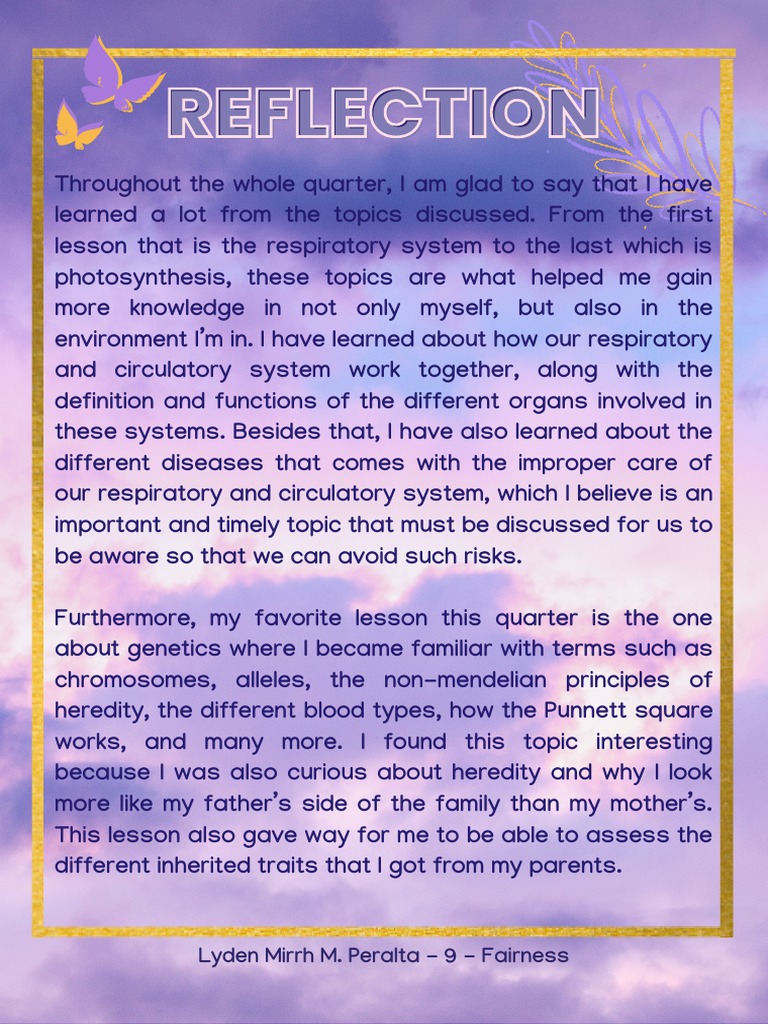 Sci Reflection | PDF | Heredity | Genetics