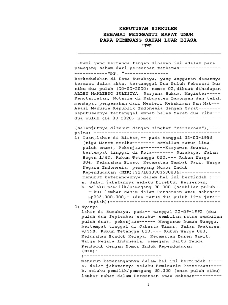 Contoh Sirkuler PT | PDF | Teknologi & Rekayasa