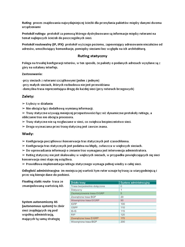 Ruting Statyczny I Dynamiczny | PDF