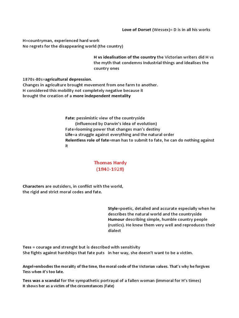 Thomas Hardy Mind Map | PDF