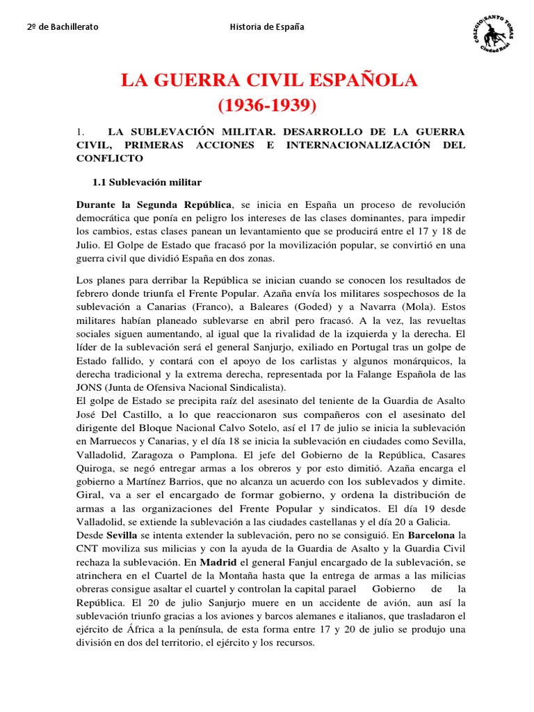 La Guerra Civil Española 1936-1939 | PDF | guerra civil Española ...