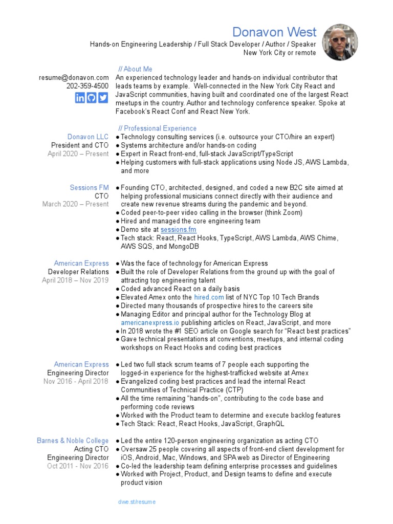 Donavon West Resume 2020 | PDF | Information Technology Management ...