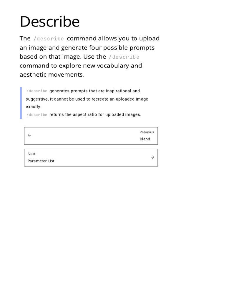 Midjourney Describe Command | PDF