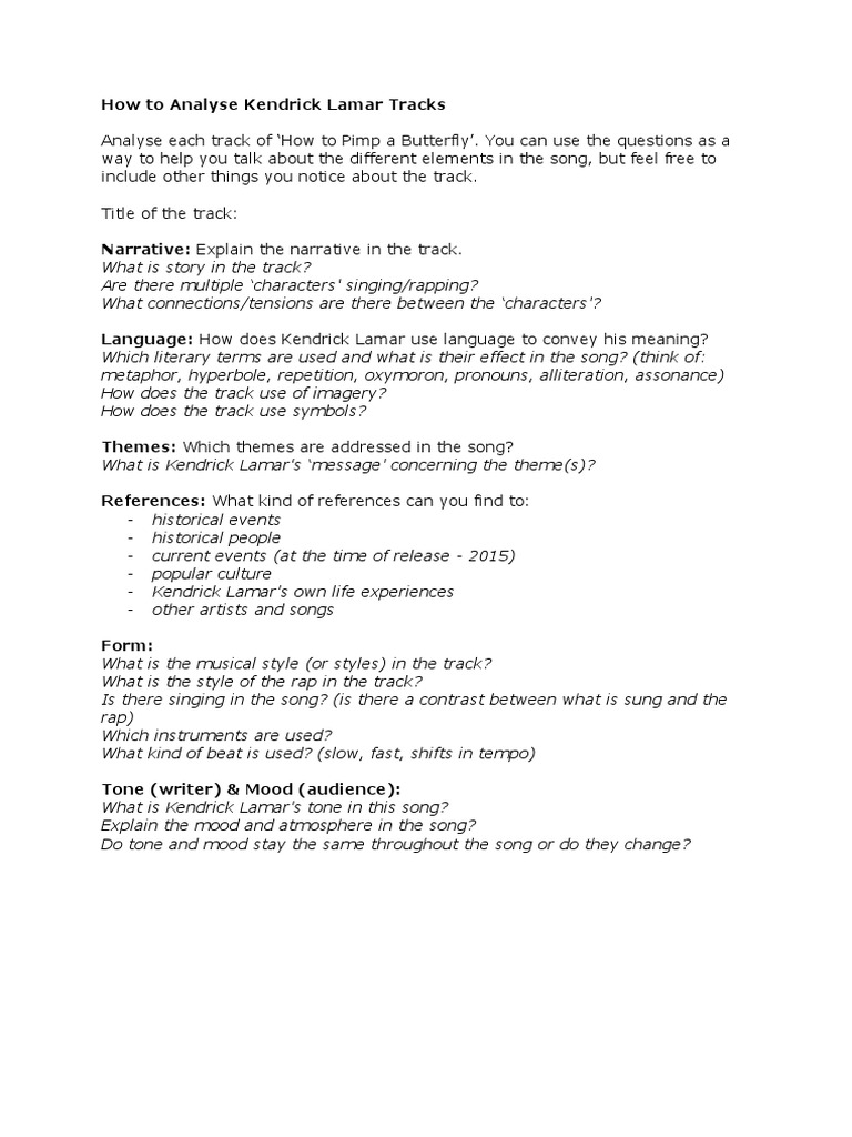 Analyzing Kendrick Lamar's Tracks | PDF