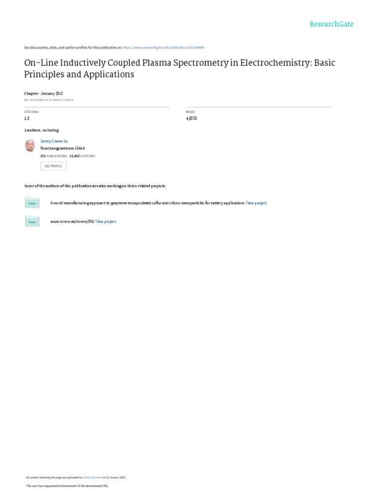 On-Line Inductively Coupled Plasma Spectrometry in Electrochemistry ...