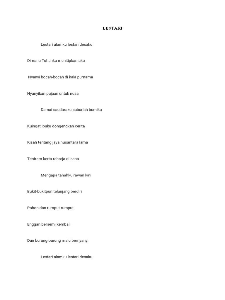 Lirik (LESTARI) | PDF