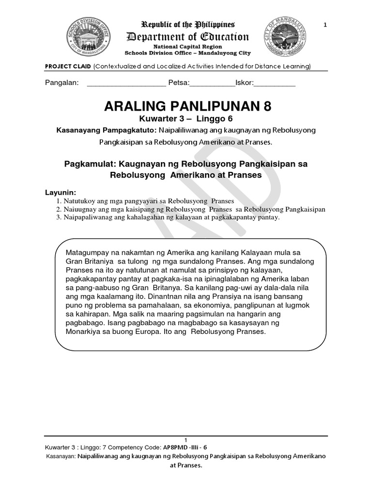 AP8 3rd-Qtr. WEEK-7 | PDF