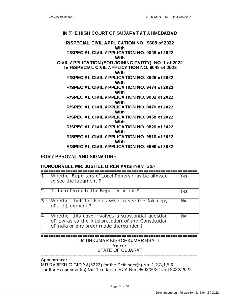 Gujarat PSI 2022 Cut Off Controversy | PDF | Judgment (Law ...