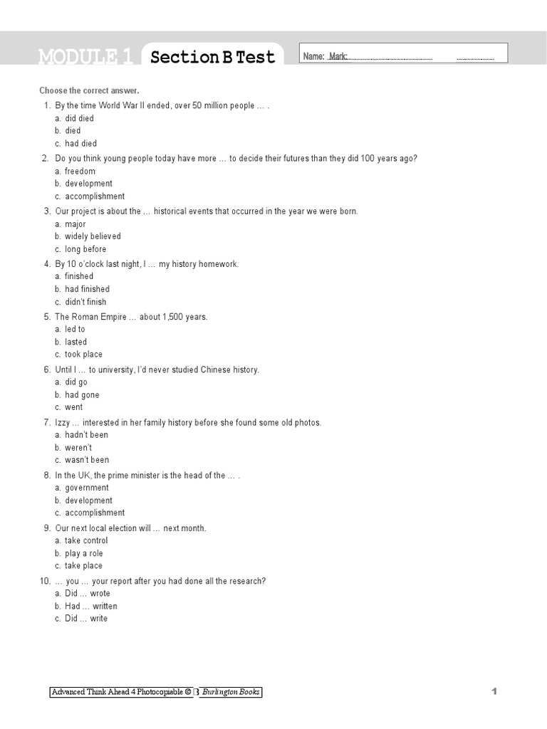 02AdvancedThinkAhead4 Mod1 SecB | PDF