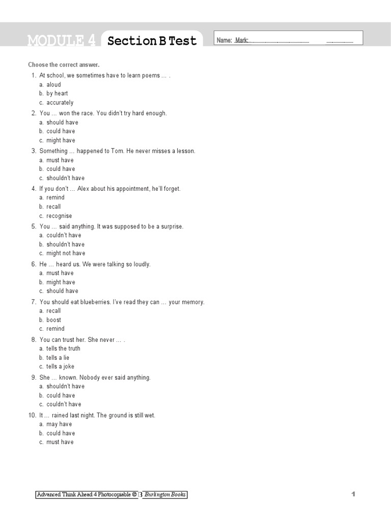 02AdvancedThinkAhead4 Mod4 SecB | PDF