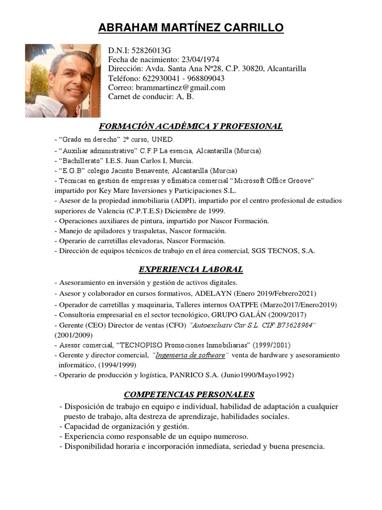 Curriculum Abraham Martinez Carrillo | PDF