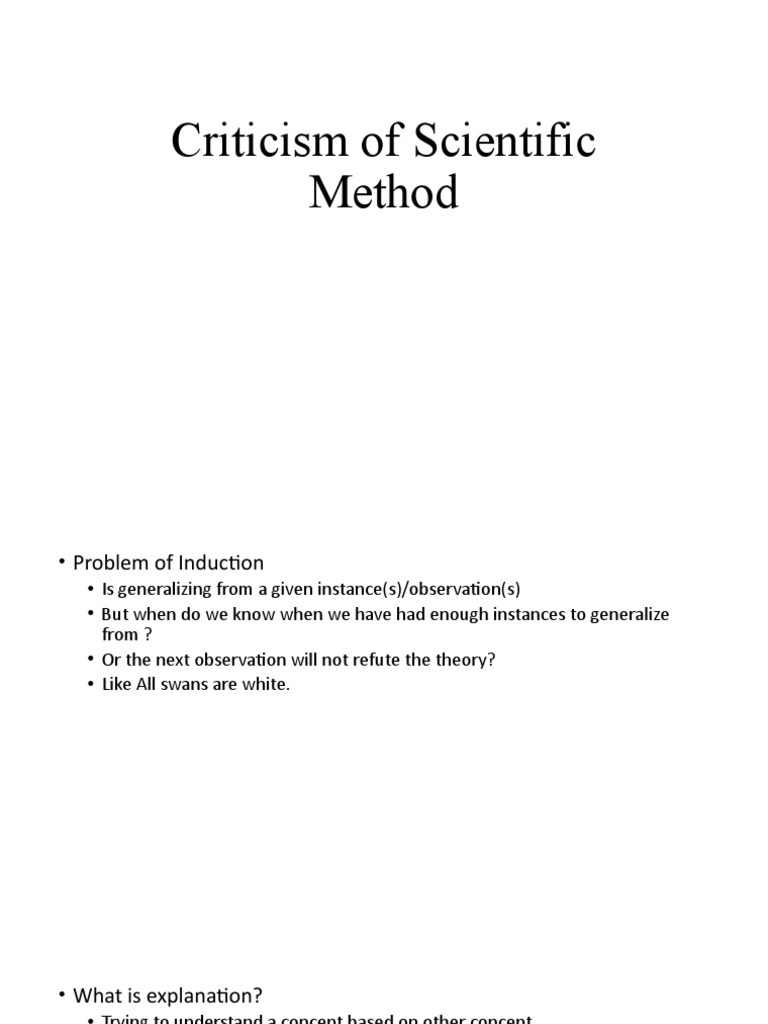 Criticism of Scientific Method | PDF | Inductive Reasoning | Falsifiability