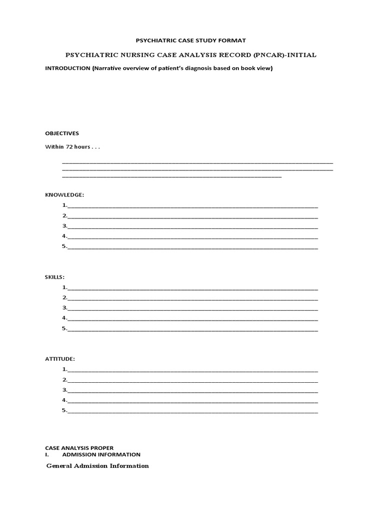 Psychiatric Case Study Format Guide | PDF | Thought | Mental Disorder