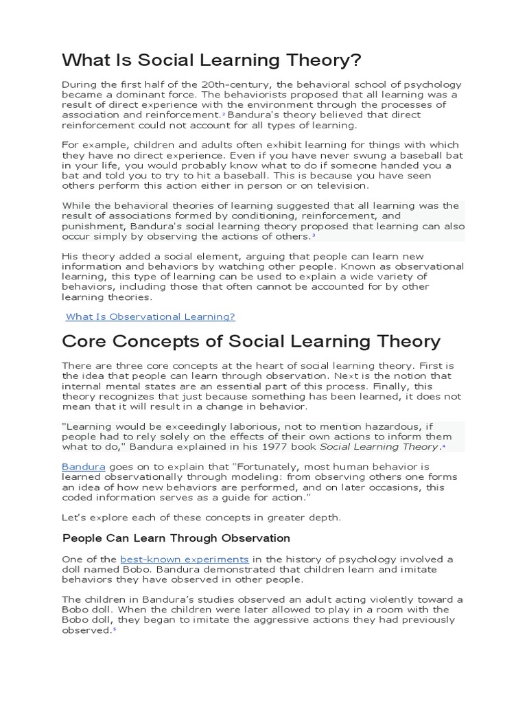 What Is Social Learning Theory | PDF | Learning | Behaviorism