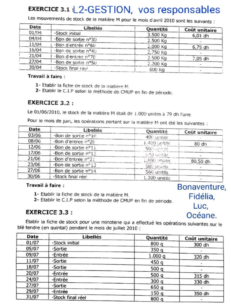 Exercice FICHES DE STOCK | PDF