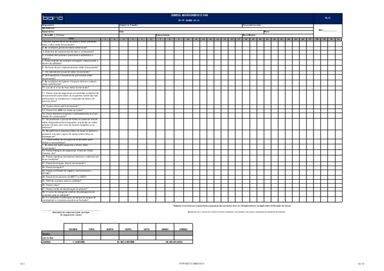 FR-PP-QSSMA-012-10 - Checklist de Ônibus, Microonibus e Van - Rev01 ...