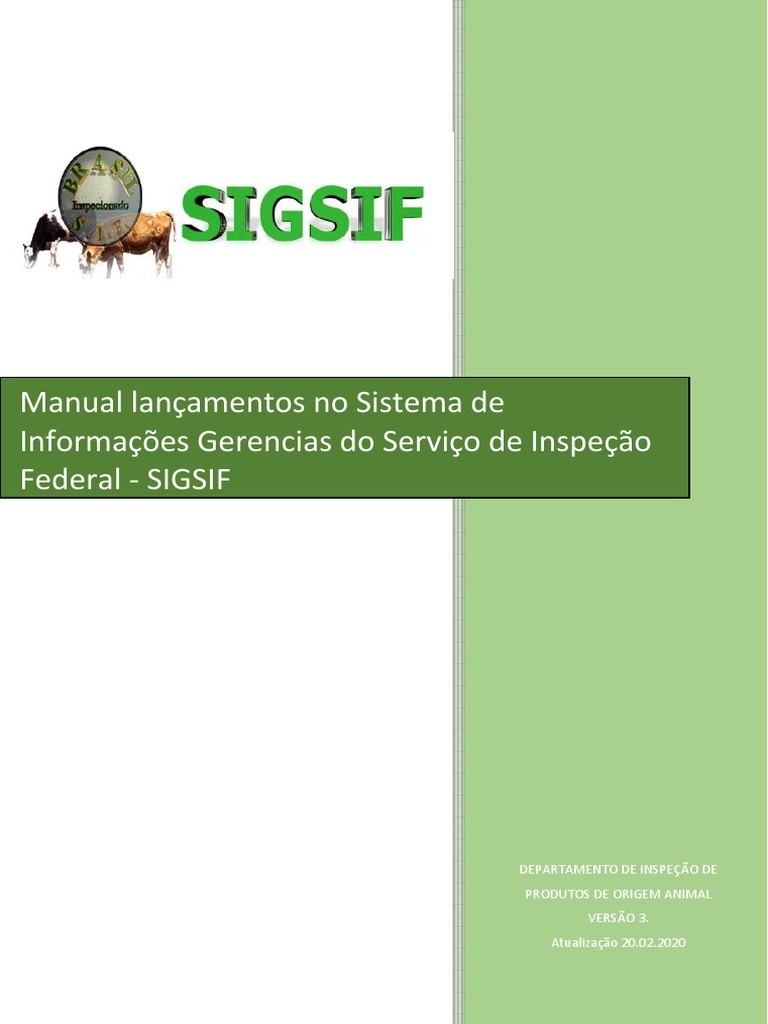 Manual SIGSIF: Lançamentos e Procedimentos | PDF | Matadouro | Janela ...