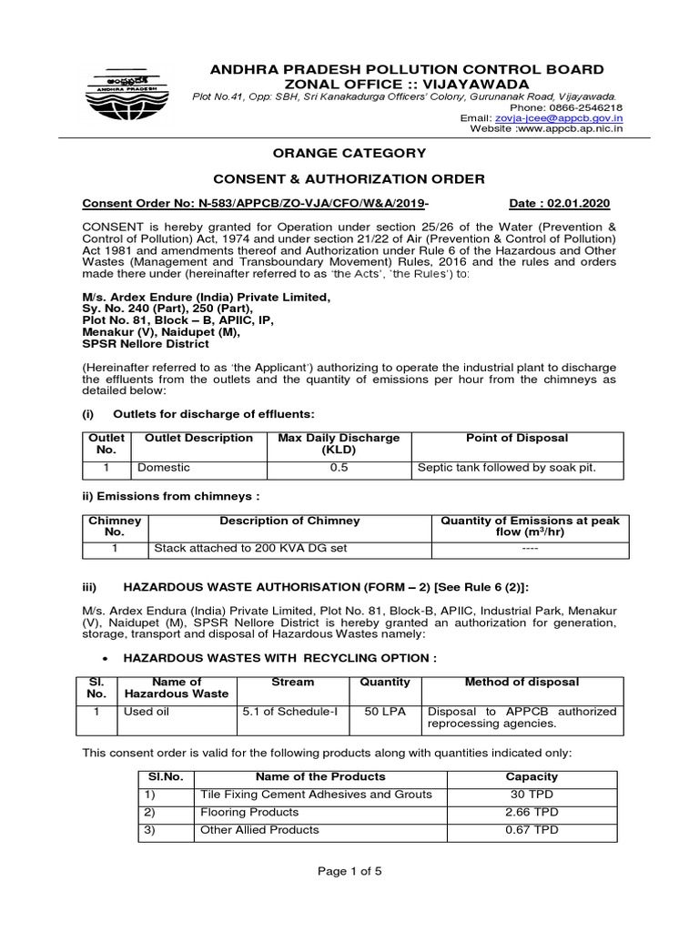 Ardex Endura - CFO | PDF | Waste | Air Pollution