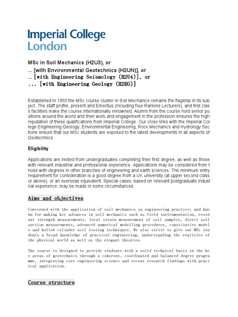 MSC in Soil Mechanics | PDF | Geotechnical Engineering | Engineering