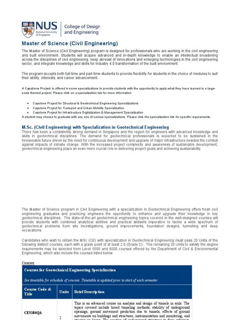 MSc in Geotechnical Engineering Program | PDF | Geotechnical ...
