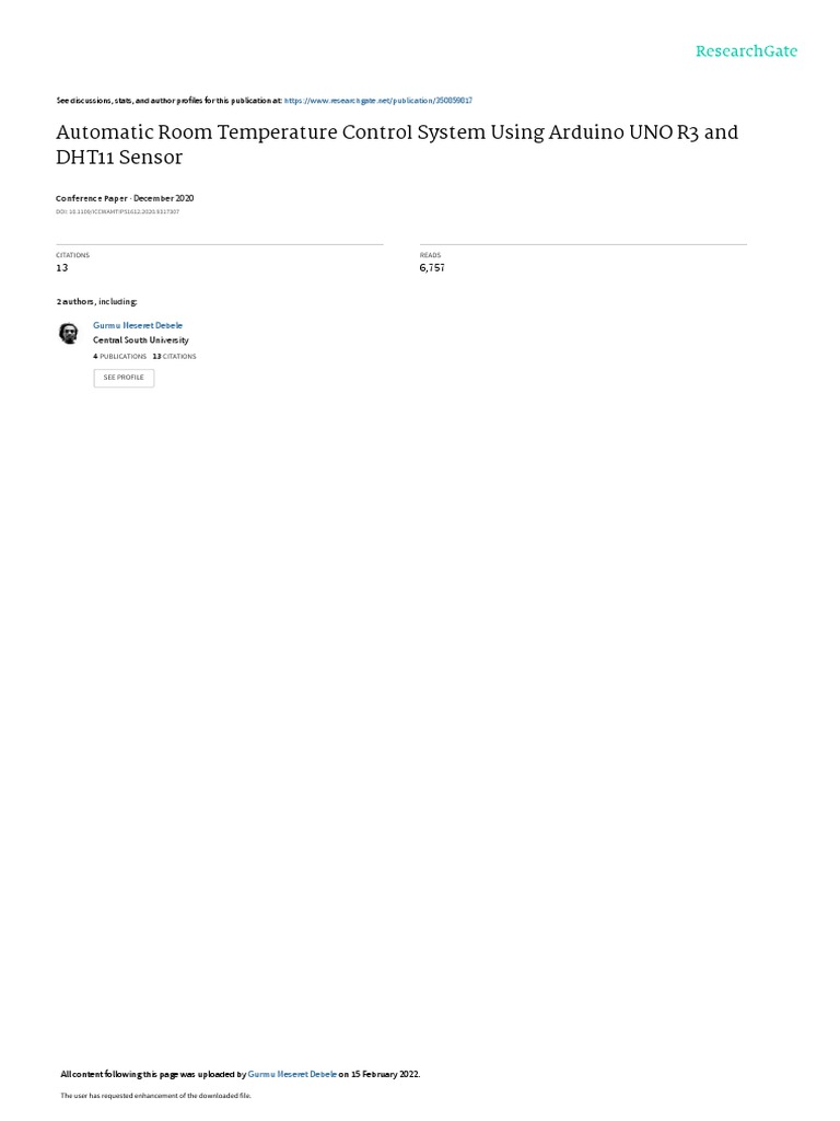 Automatic Room Temperature Control System Using Arduino UNO R3 and DHT11 Sensor | PDF | Arduino ...