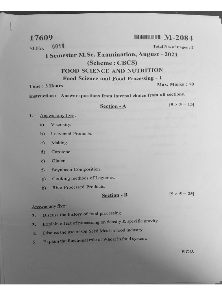 Food Science and Nutrition | PDF