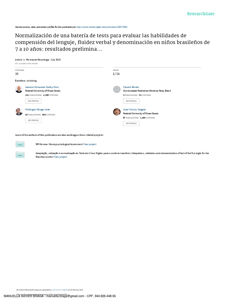 Estudos para Criancas 7 A 10 Anos Token Test | PDF | Evaluación ...