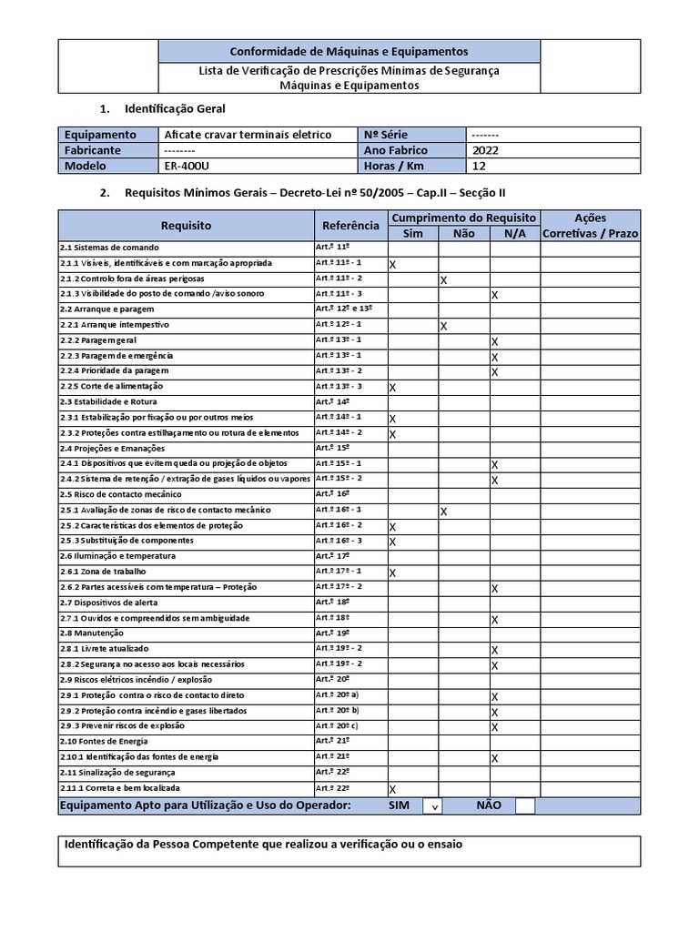 Verificação DL50 - 2005 Alicate Cravar Terminais | PDF | Natureza