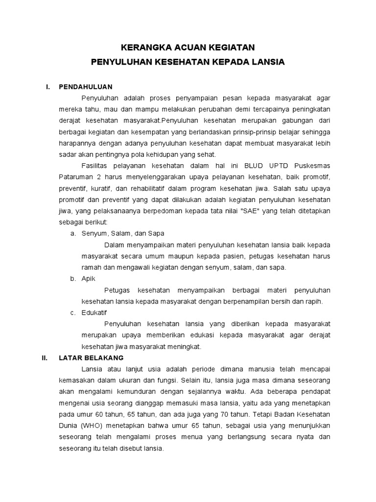 Kak Penyuluhan Lansia | PDF | Pengembangan Diri