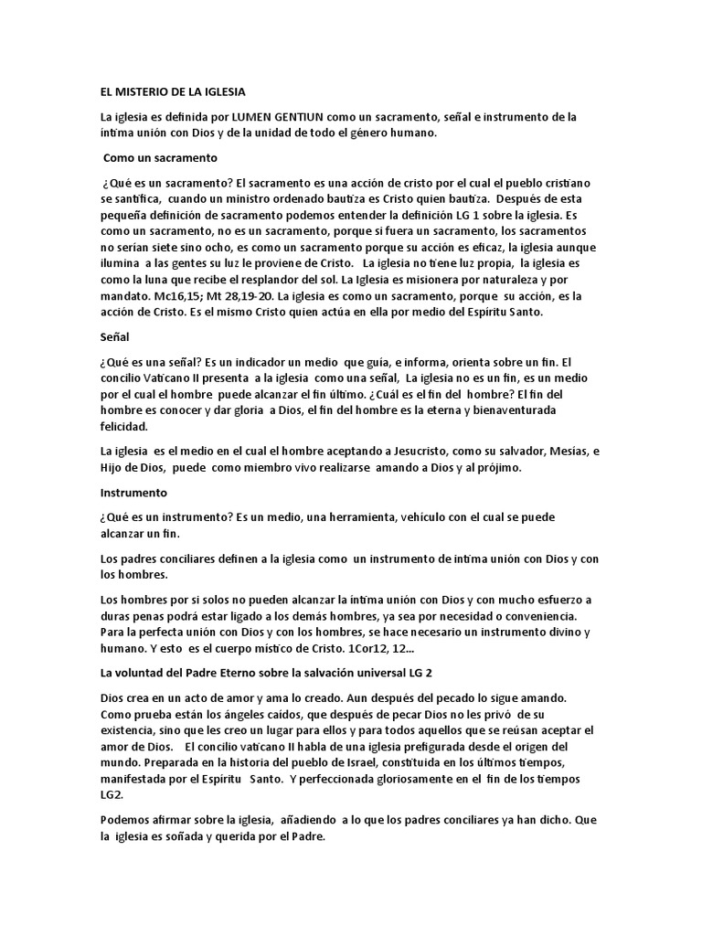 El Misterio de La Iglesia | PDF | Sacerdote | Iglesia Católica