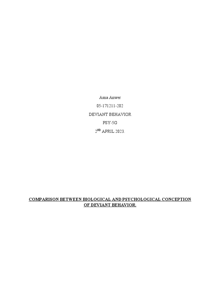 Deviant Behavior | Download Free PDF | Deviance (Sociology) | Psychology