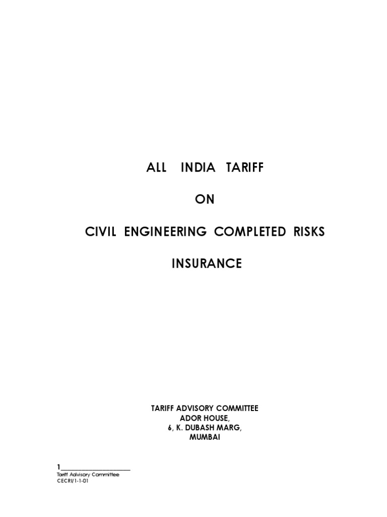 All India Tariff ON Civil Engineering Completed Risks Insurance | PDF ...