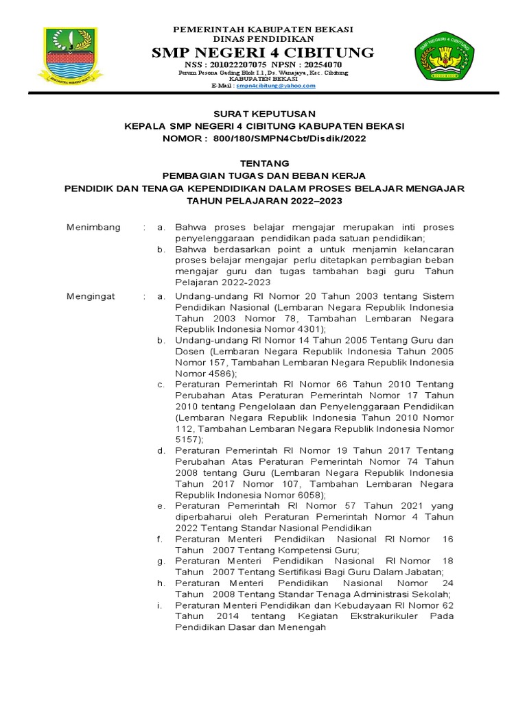 Konsideran SK Kbmsekolah Penggerak TP 2022-2023 | PDF | Karier & Perkembangan