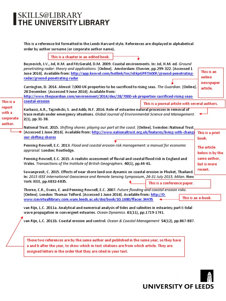 Leeds Harvard Reference List Example | PDF | Estuary | Physical Geography