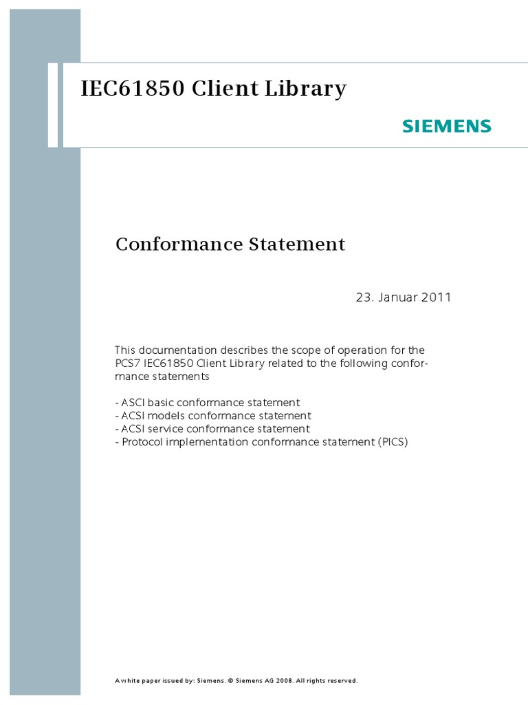 PCS7 IEC61850 CLIENT LIBRARY Conformance Statement | PDF | Internet Architecture | Computer ...