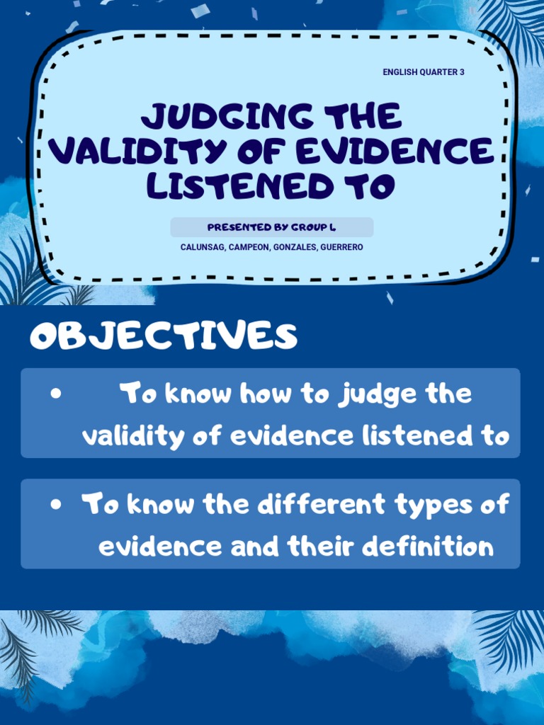 Validity of Evidence in Grade 9 | PDF | Testimony | Evidence