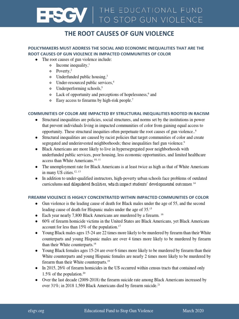 EFSGV The Root Causes of Gun Violence March 2020 | PDF | Violence | Gun ...