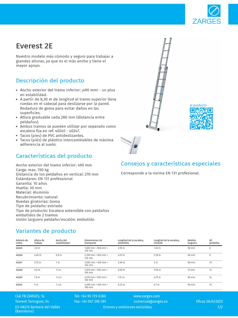 ZARGES Everest 2E | PDF | Escalera | Ingeniería de Edificación