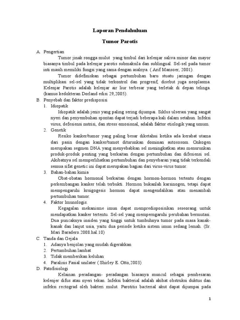 Tumor Parotis: Penyebab dan Gejala | PDF | Pengembangan Diri | Kesehatan Holistik