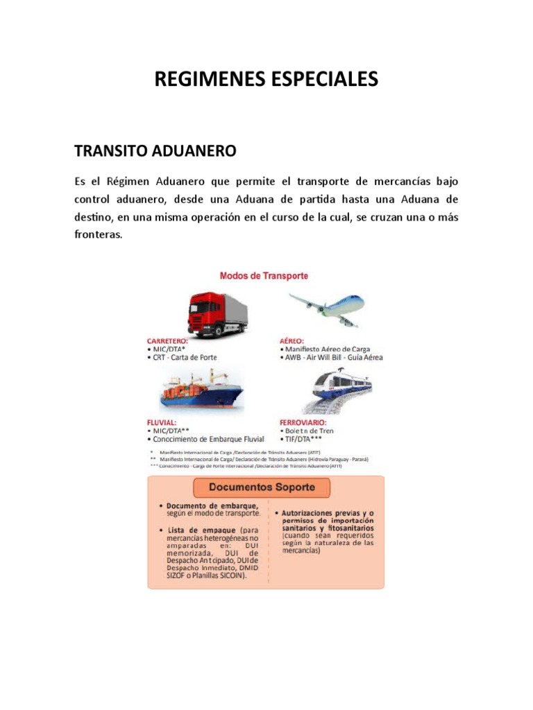 Regimenes Especiales | PDF | aduana | Transporte