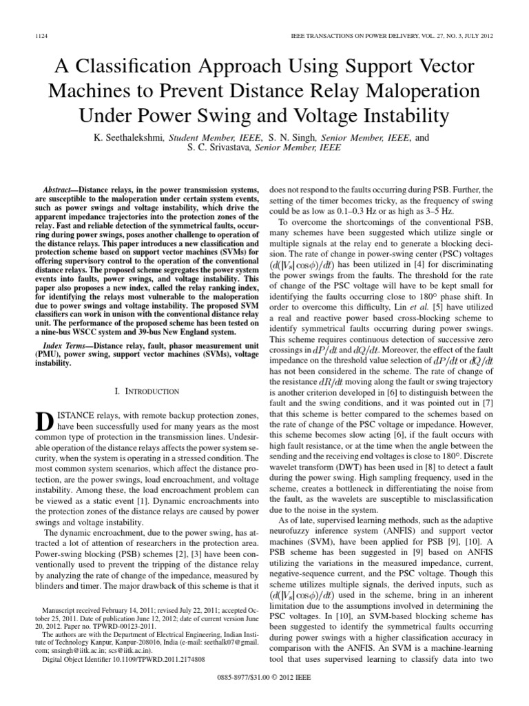 A Classification Approach Using Support Vector 12 Pdf Support Vector Machine Electrical