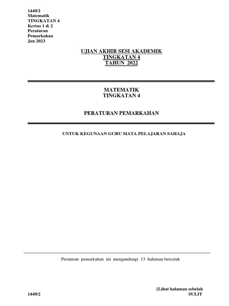 Pp Matematik K2 Pat T4 2022 Pdf