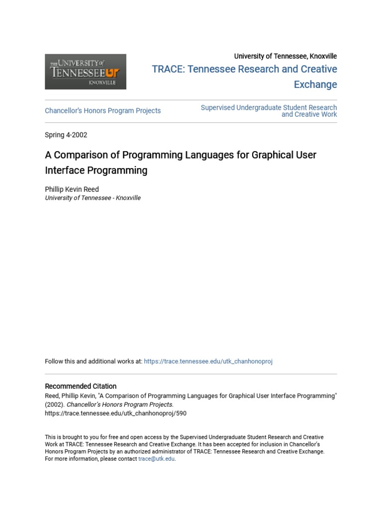 A Comparison Of Programming Languages For Graphical User Interfac Pdf Java Programming