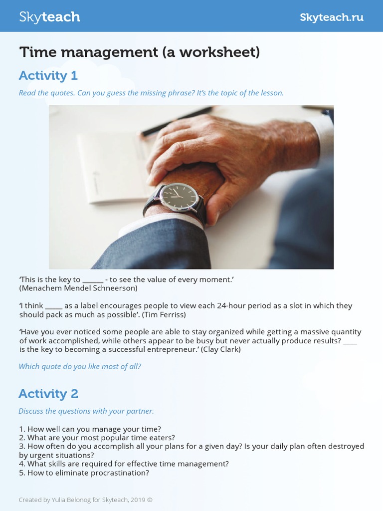 Time Management Worksheet | PDF | Cognition | Cognitive Science