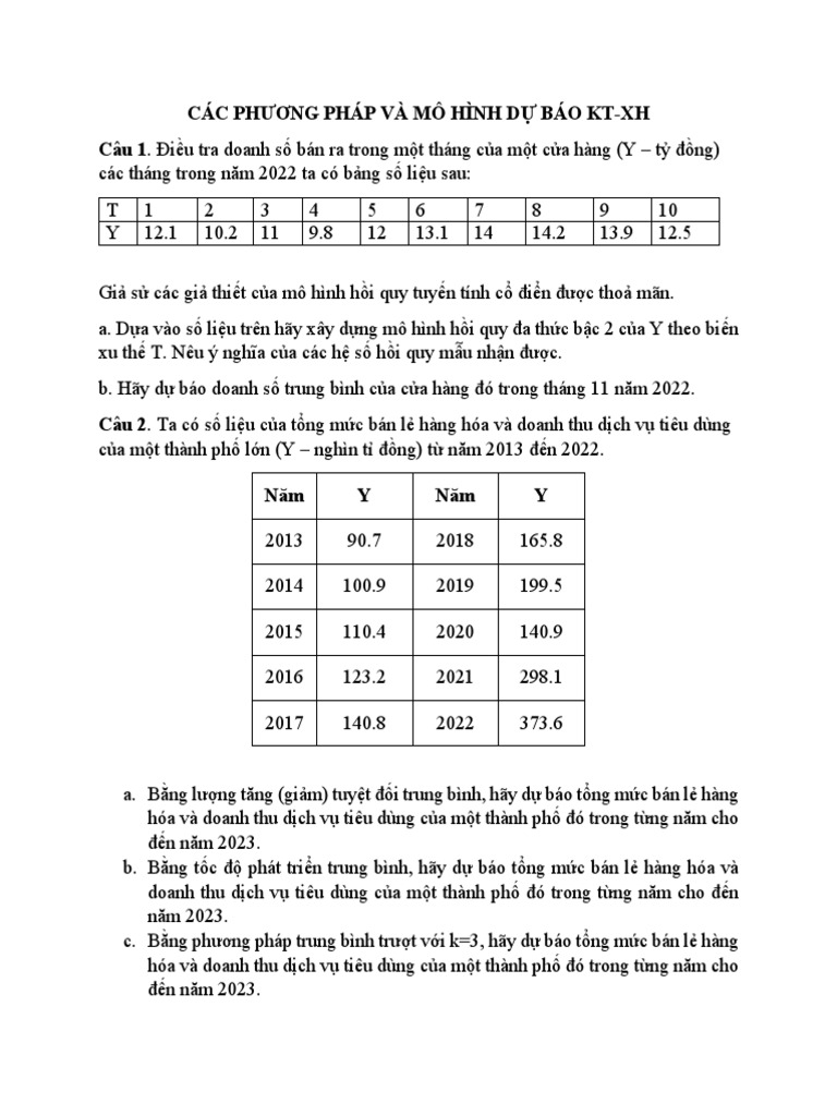Ôn tập 03-Các pp và mh dự báo kt xh | PDF